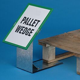 A4 Pallet Wedge sign holder - angled