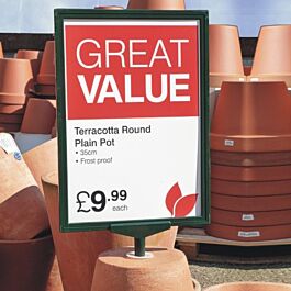 A4 sign fixed to upturned plant pot