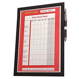 Flexible check sheet holder with magnetic flap