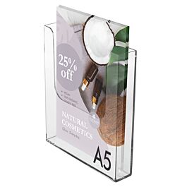 Clear A5 Wall Leaflet Holder – Portrait, Easy Mounting