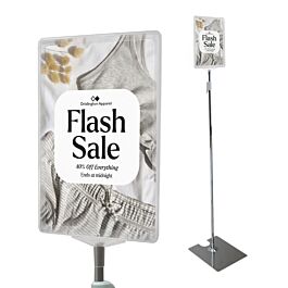 Chrome sign stand | Adjustable to 1.8 m tall