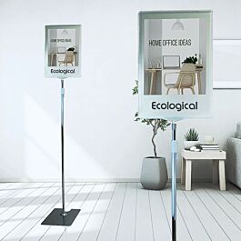 Chrome sign stand | Adjustable to 1.8 m tall