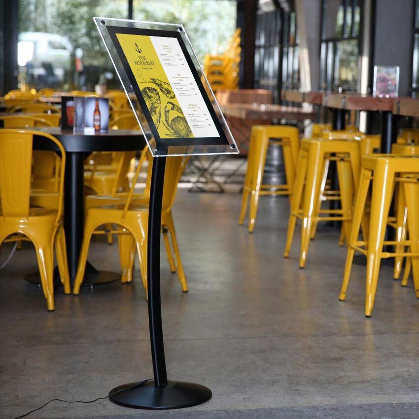 Illuminated menu display stand