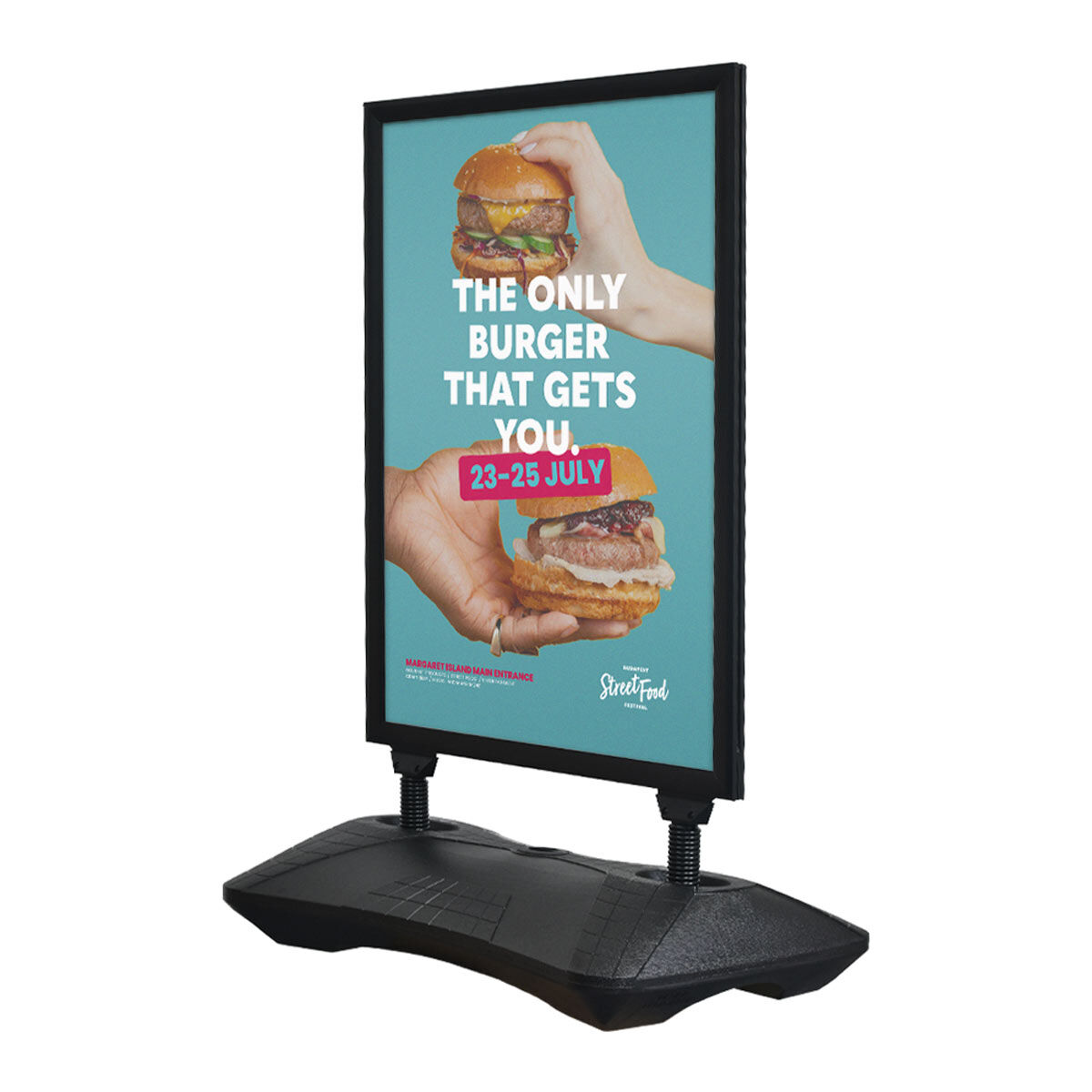 A1 Black pavement sign with water base